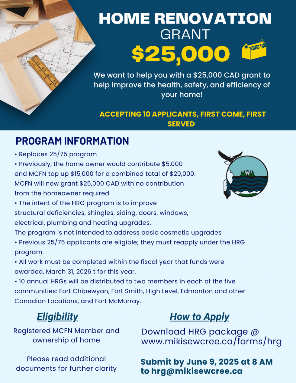 Home Renovation Grant Program (HRG) Application | Mikisew Cree First Nation